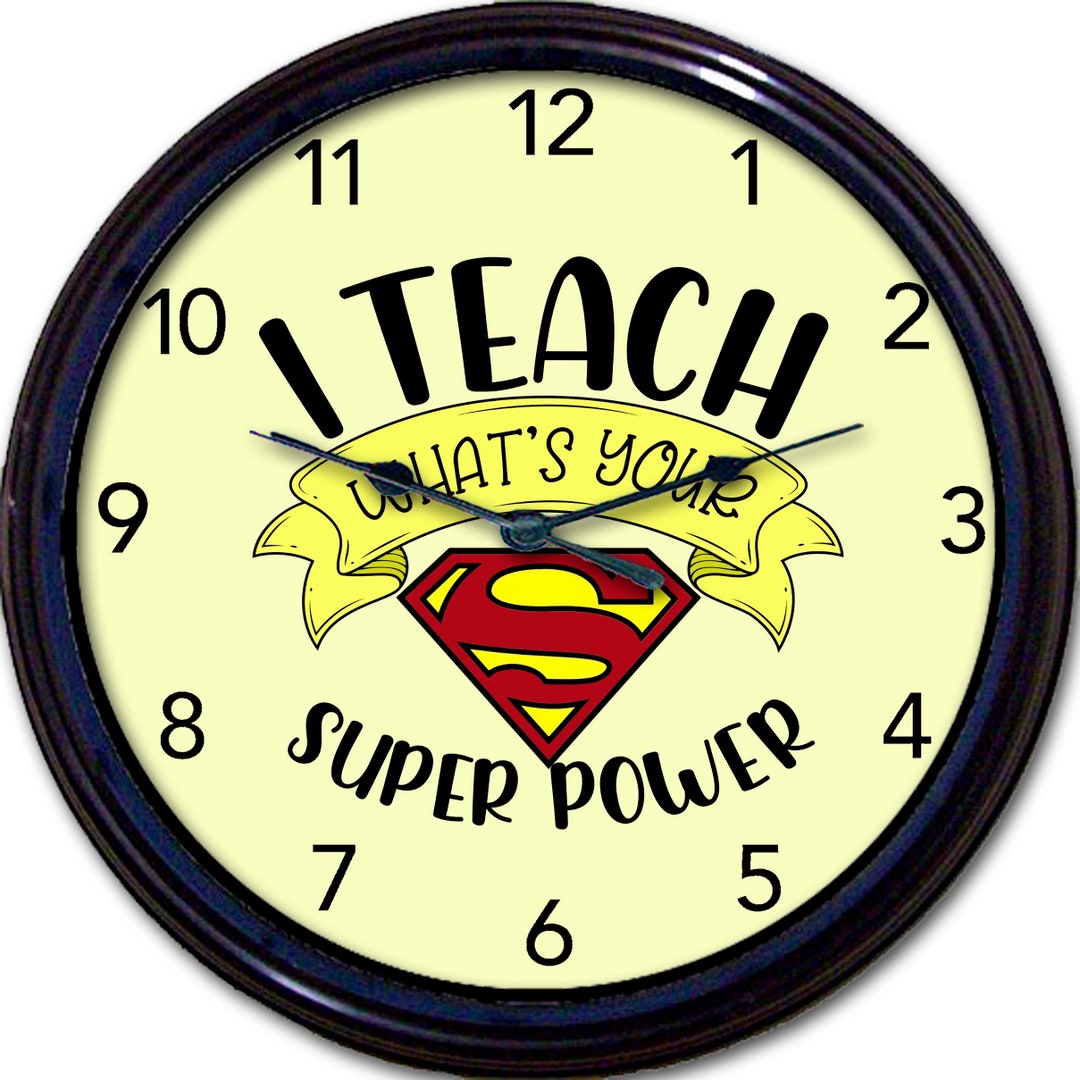 Teacher Clock Super Power Wall Clock i Teach - Etsy