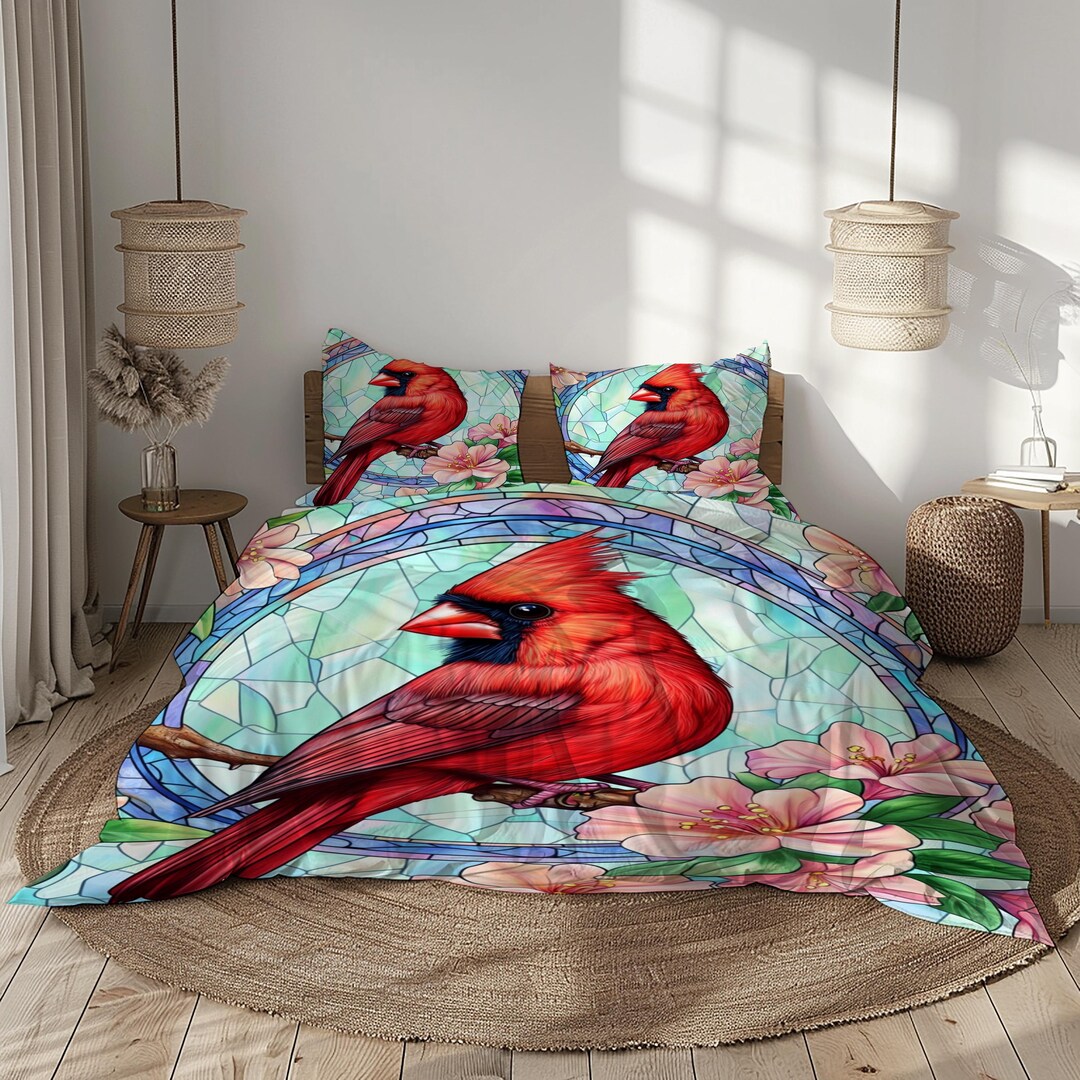 Cardinal Bird Bedding Set With Duvet Cover and Pillowcases, Stunning ...