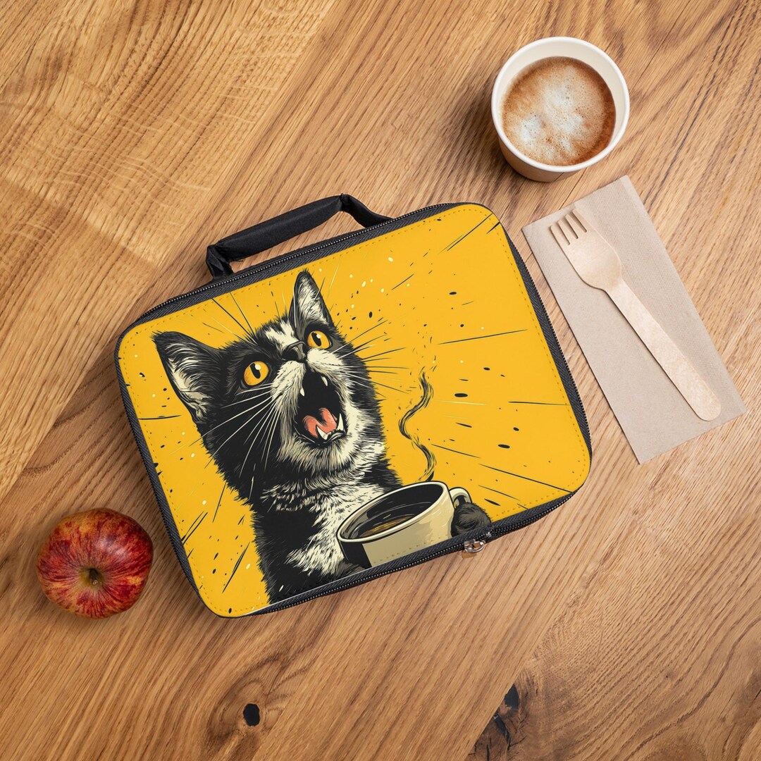 Whimsical Cat Lunch Bag: Fun Animal Print Tote - Etsy