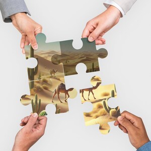 Desert Camel Caravan Wooden Jigsaw Puzzle for Adults | 200, 300, 500 ...