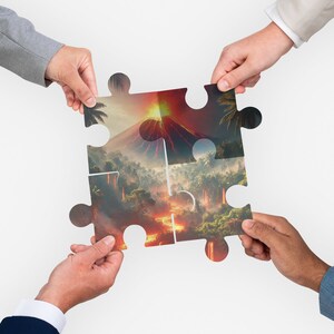 Volcano Eruption Wooden Jigsaw Puzzle | Adult Puzzle 200, 300, 500 ...