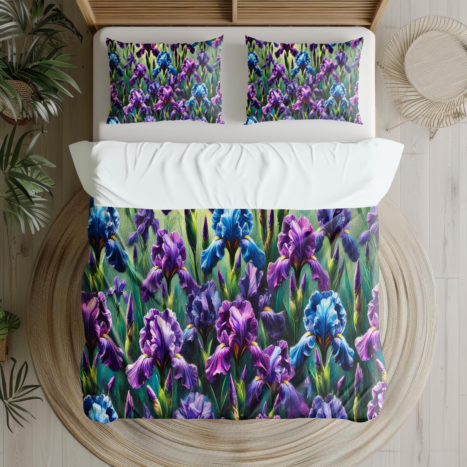 Purple Iris Floral Bedding Set: Soft Microfiber Duvet Cover - Etsy