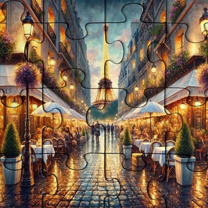 Paris Street Scene Wooden Jigsaw Puzzle: Eiffel Tower Art - Etsy