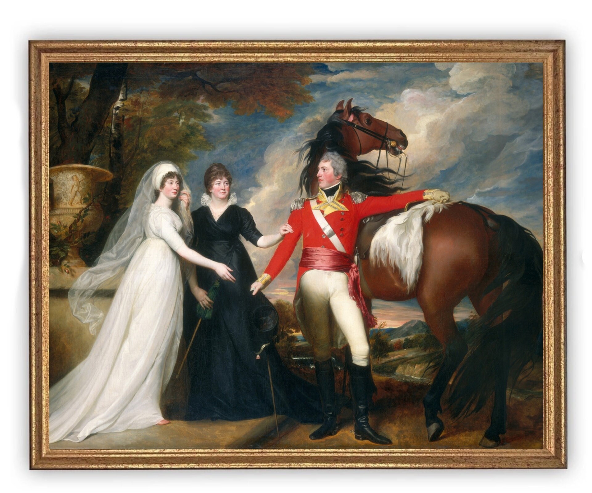 Regal Equestrian Portrait: 'colonel William Fitch and His Sisters' 1800 ...