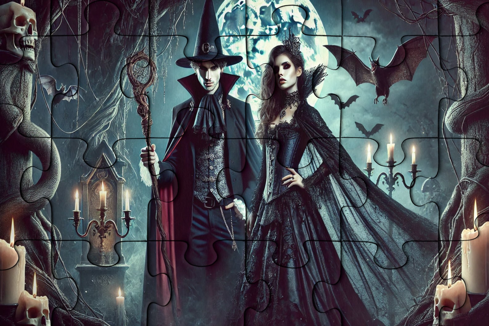 Gothic Vampire Couple Wooden Jigsaw Puzzle: Dark Fantasy Art - Etsy