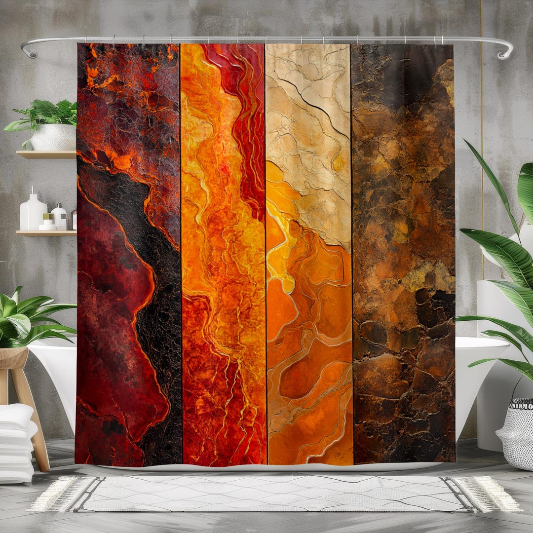 Earthy Elements Shower Curtain - Abstract Stone Texture, Warm Tones ...