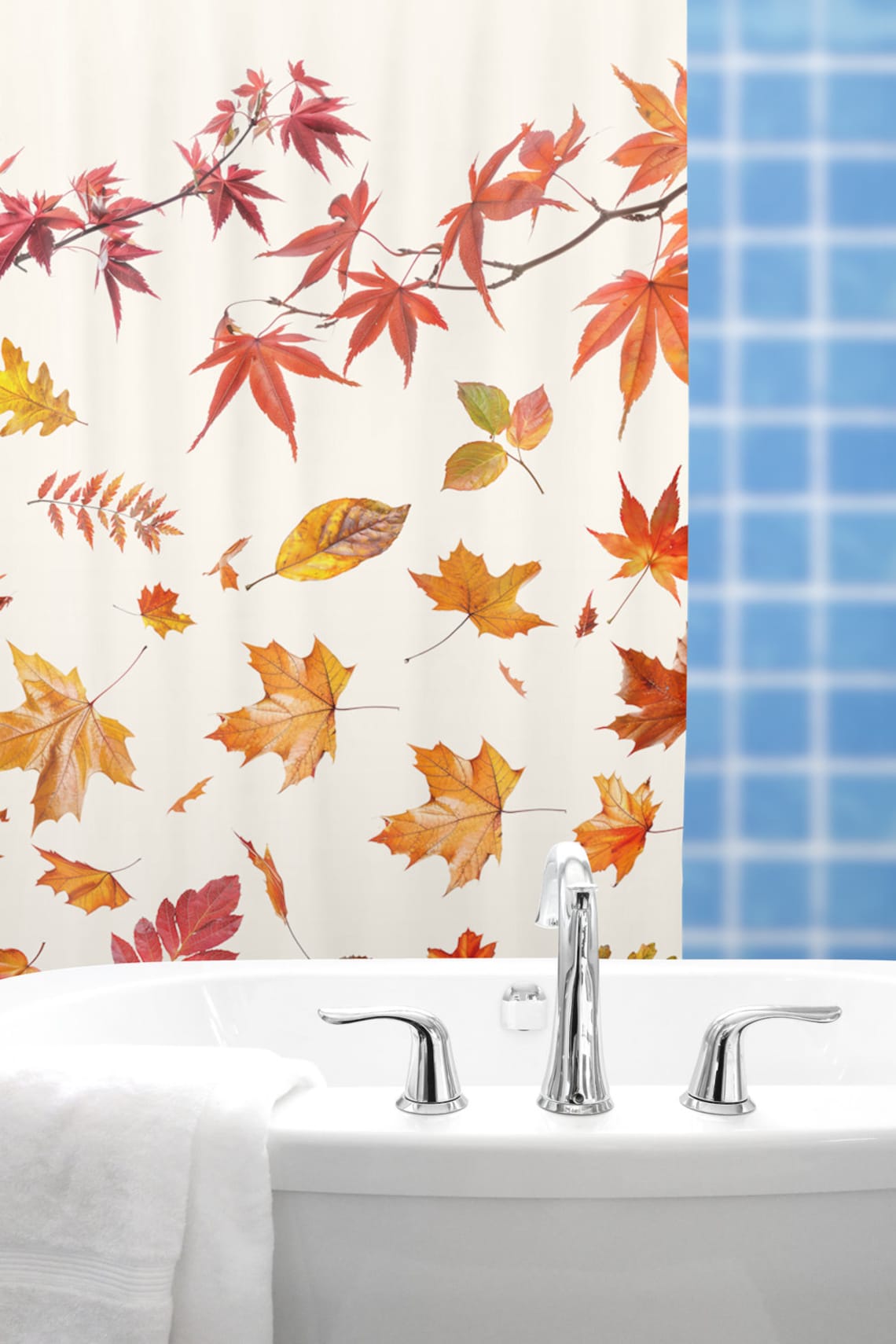 Elegant Autumn Leaves Shower Curtain, Perfect Fall Bathroom Decor, High ...