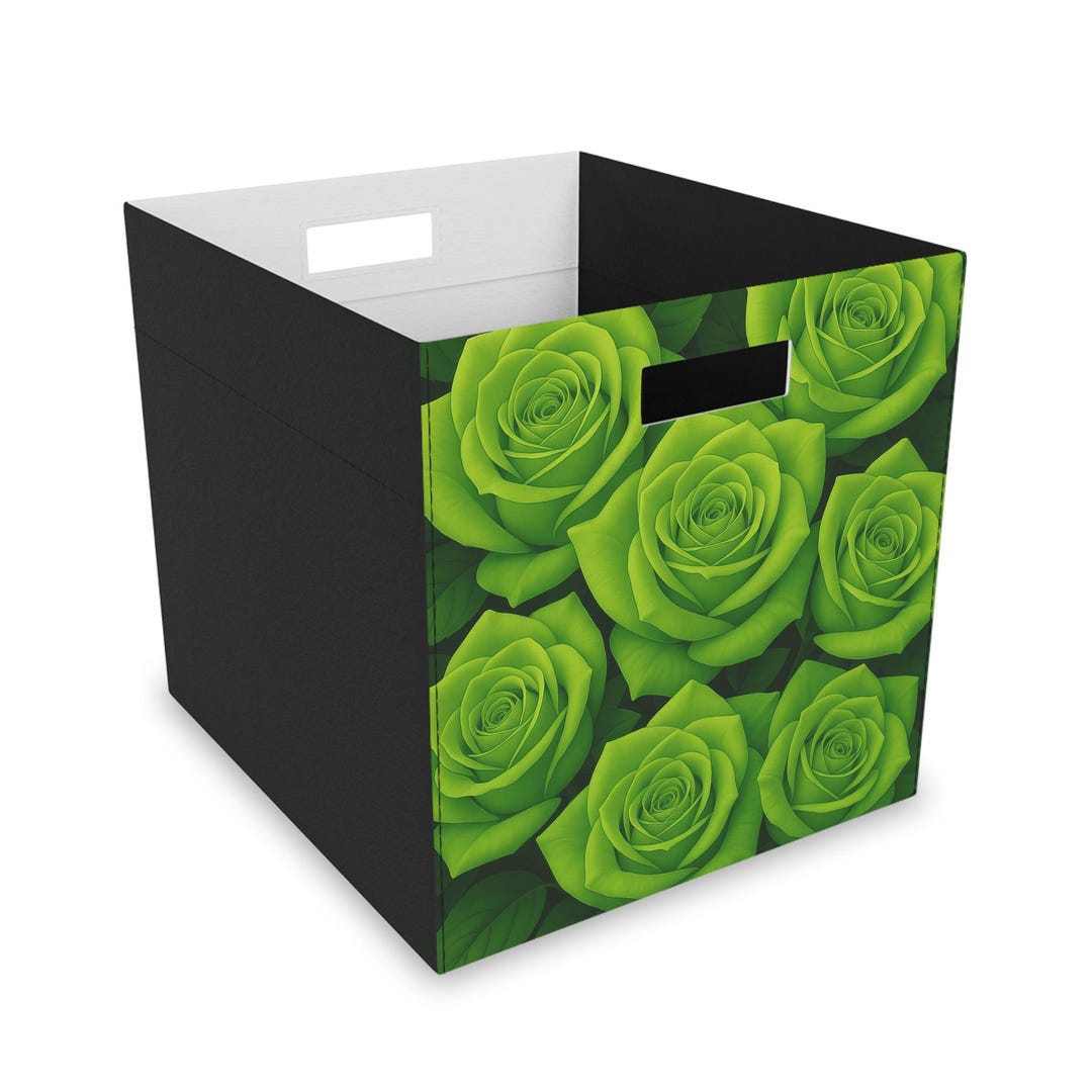 Green Rose Felt Storage Box, Stylish Home Organizer, Nursery Storage ...