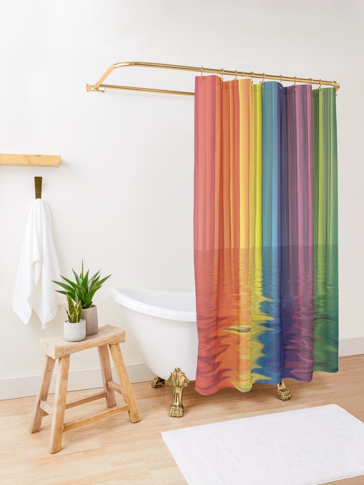 Rainbow Reflection Shower Curtain, Waterproof Fabric Bath Curtain ...
