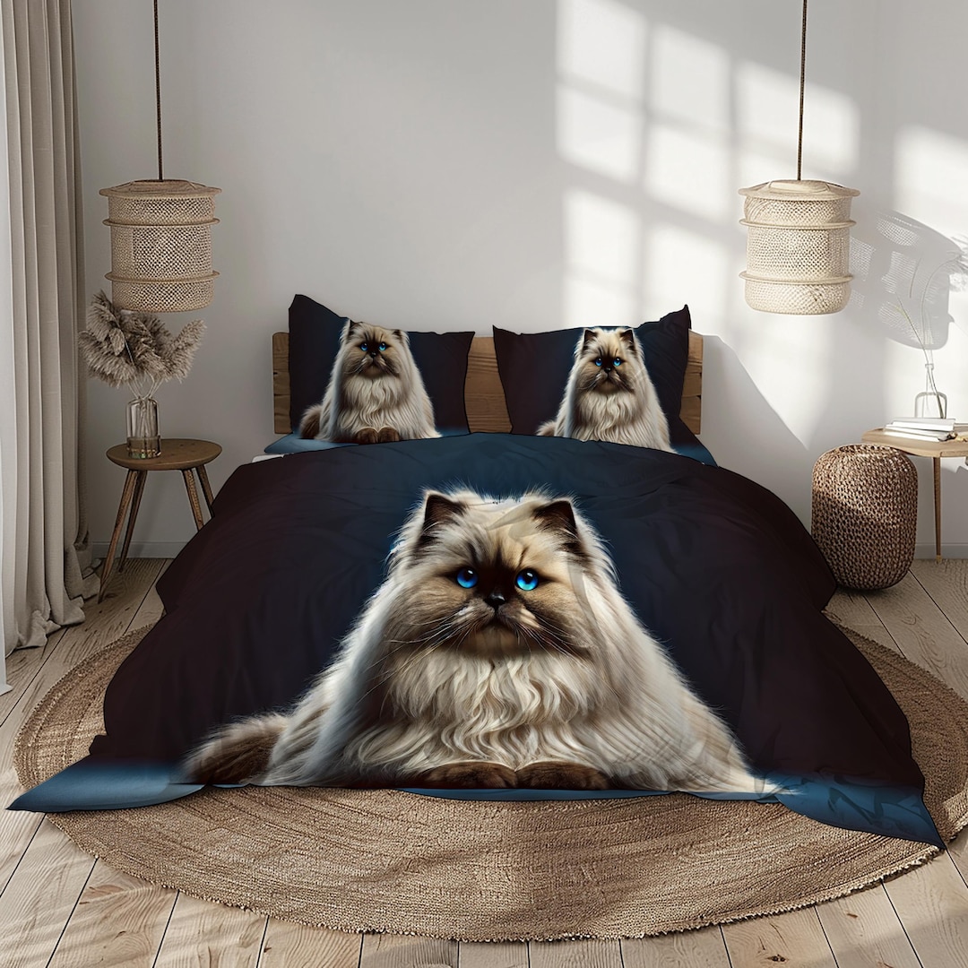 Persian Cat Duvet Cover Set – Black, Cream, Sky Blue, Chestnut ...
