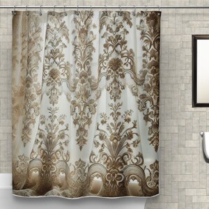 Vintage-inspired Baroque Lace Shower Curtain Elegant Floral Sheer ...