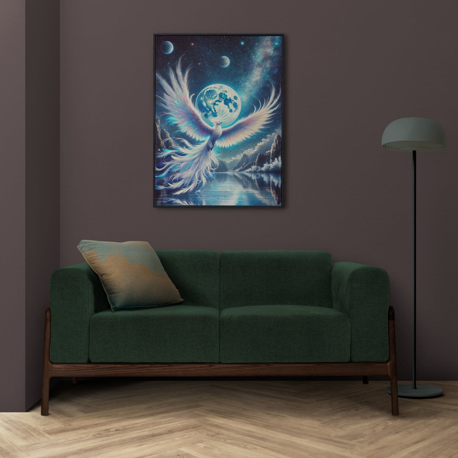 Magical Moonlit Phoenix Canvas Print Enchanting Wall Art for Home Décor Fantasy Artwork in ...