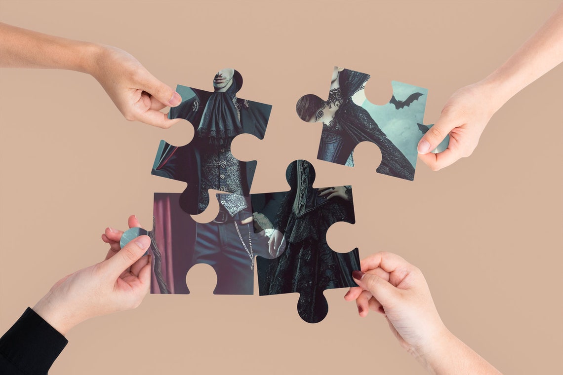 Gothic Vampire Couple Wooden Jigsaw Puzzle: Dark Fantasy Art - Etsy