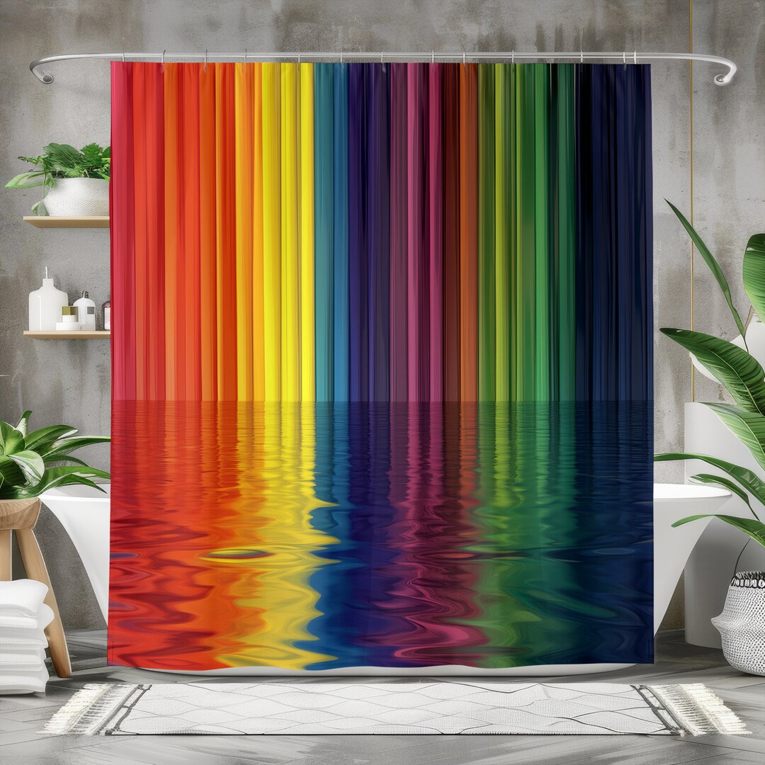Rainbow Reflection Shower Curtain, Waterproof Fabric Bath Curtain ...