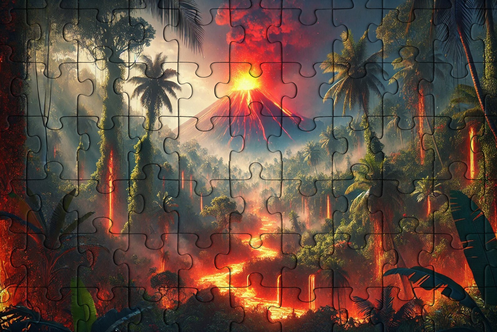 Volcano Eruption Wooden Jigsaw Puzzle: Dramatic Nature Scene - Etsy