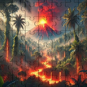 Volcano Eruption Wooden Jigsaw Puzzle | Adult Puzzle 200, 300, 500 ...