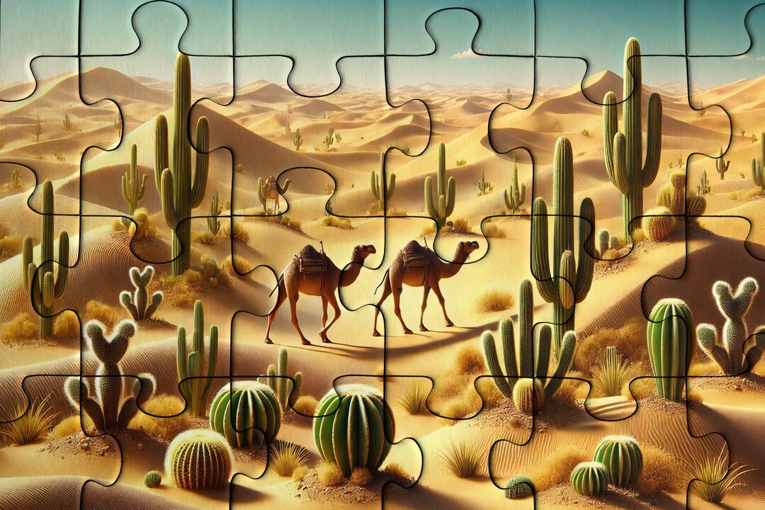 Desert Camel Caravan Wooden Jigsaw Puzzle for Adults | 200, 300, 500 ...