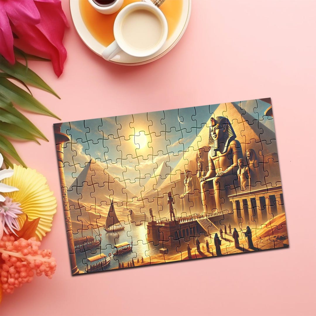 Ancient Egypt Wooden Jigsaw Puzzle: Pyramid & Pharaoh Design - Etsy