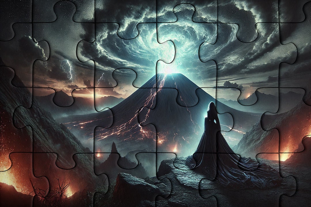 Dark Fantasy Volcano Wooden Jigsaw Puzzle for Adults, 200-1000 Pieces ...