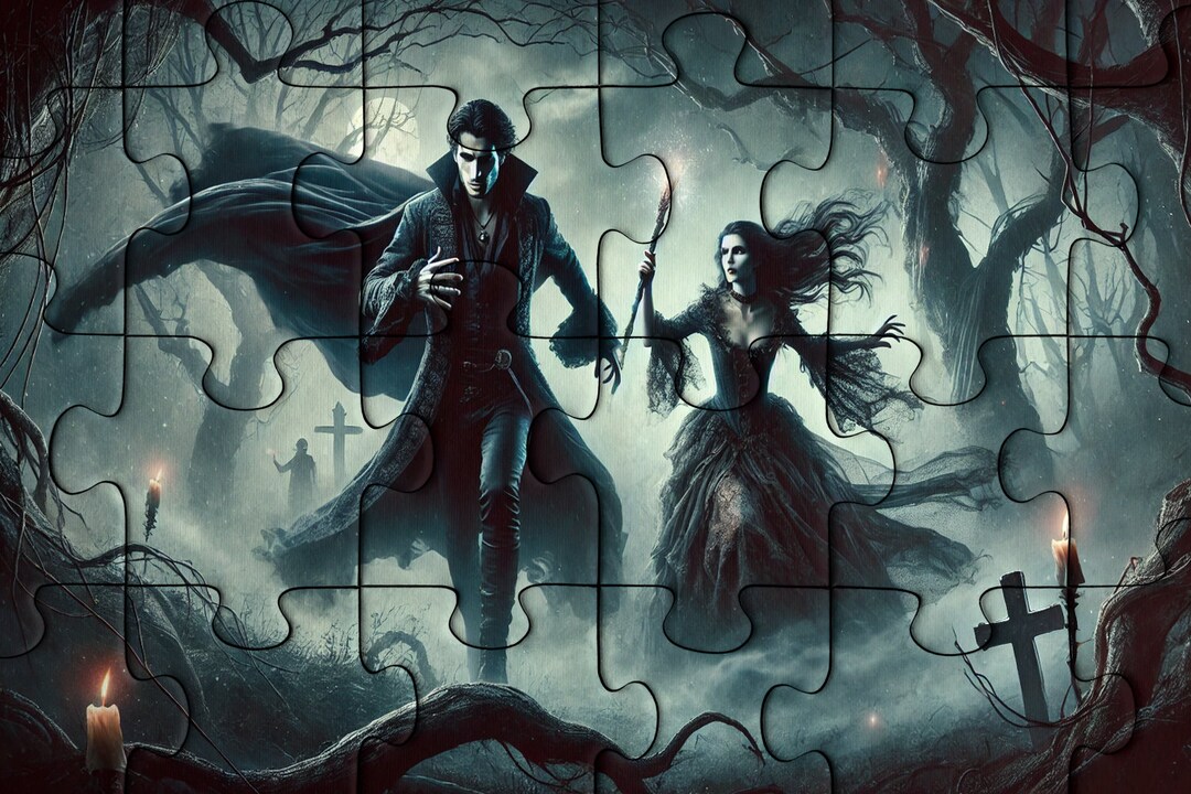 Vampire Chase Wooden Jigsaw Puzzle for Adults, 200, 300, 500, 1000 ...