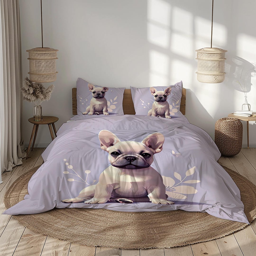 Adorable French Bulldog Bedding Set With Duvet Cover and Pillowcases ...