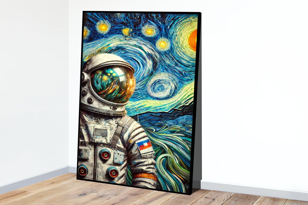 Van Gogh Style Cosmonaut Art Print - Unique Space-themed Wall Decor in ...