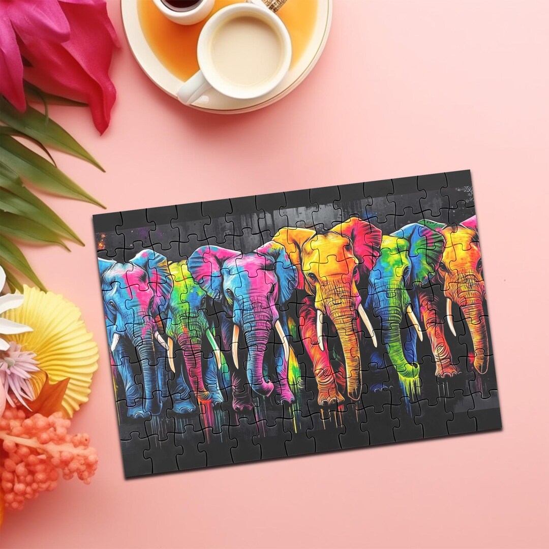 Colorful Elephant Jigsaw Puzzle for Adults | Wooden Puzzle 200 300 500 ...