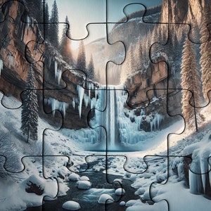 Frozen Waterfall Winter Wonderland Wooden Jigsaw Puzzle for Adults, 200 ...