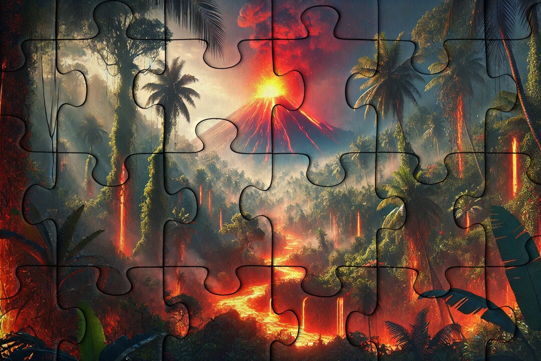 Volcano Eruption Wooden Jigsaw Puzzle: Dramatic Nature Scene - Etsy