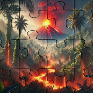 Volcano Eruption Wooden Jigsaw Puzzle | Adult Puzzle 200, 300, 500 ...