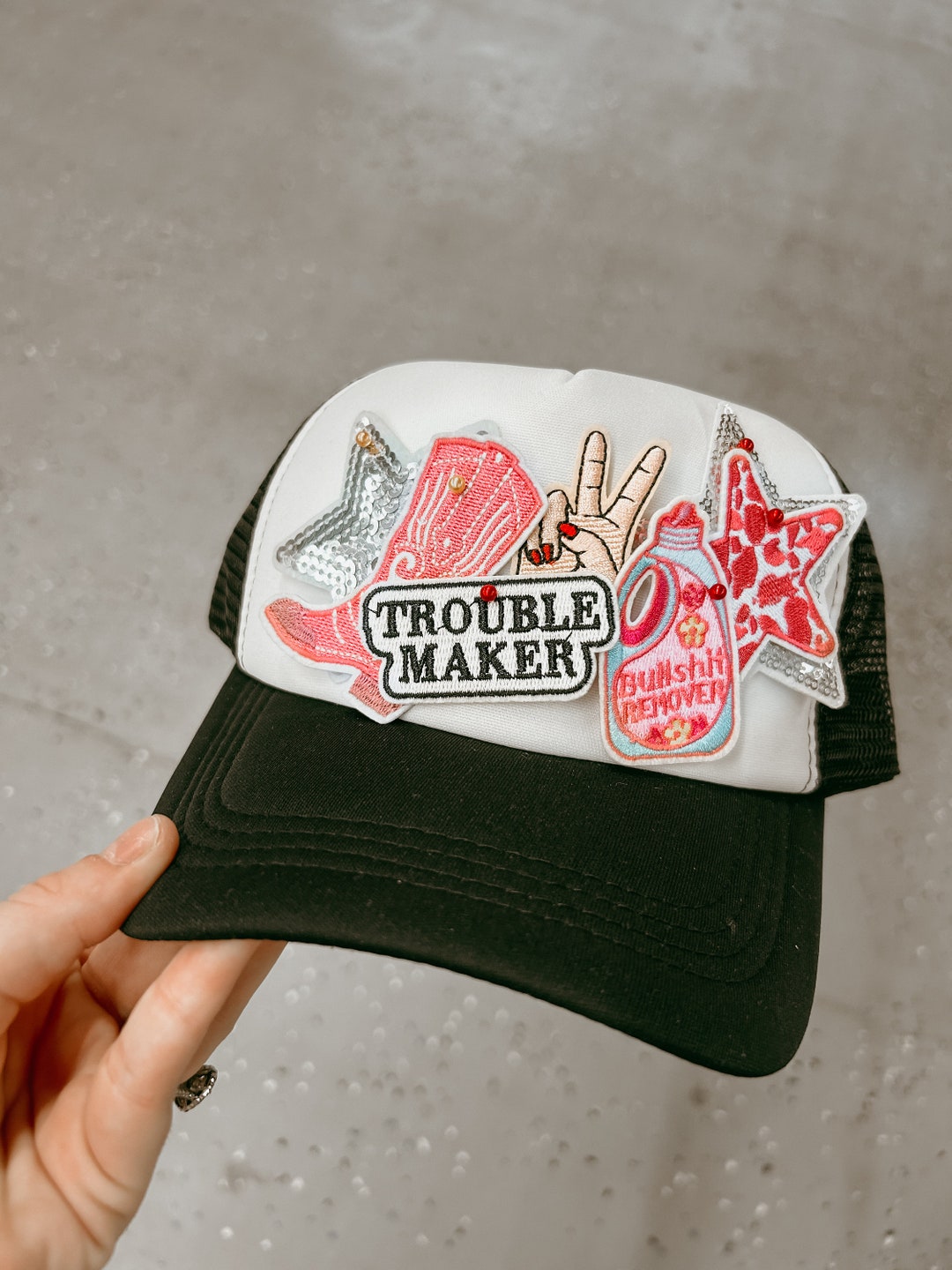 Pink Trucker Patch Hat, Iron Patches, Trucker Hat, Cowgirl Trucker Hat, Womans Trucker Hat, Camo ...