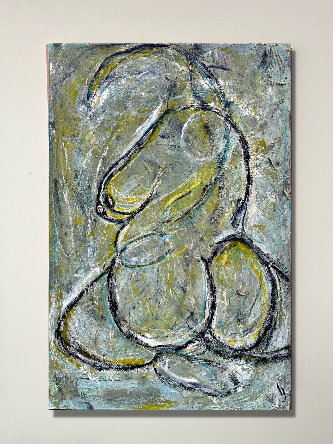 Abstract Thick Female Body Painting 36x24 Inch Canvas Titled 'embodied ...