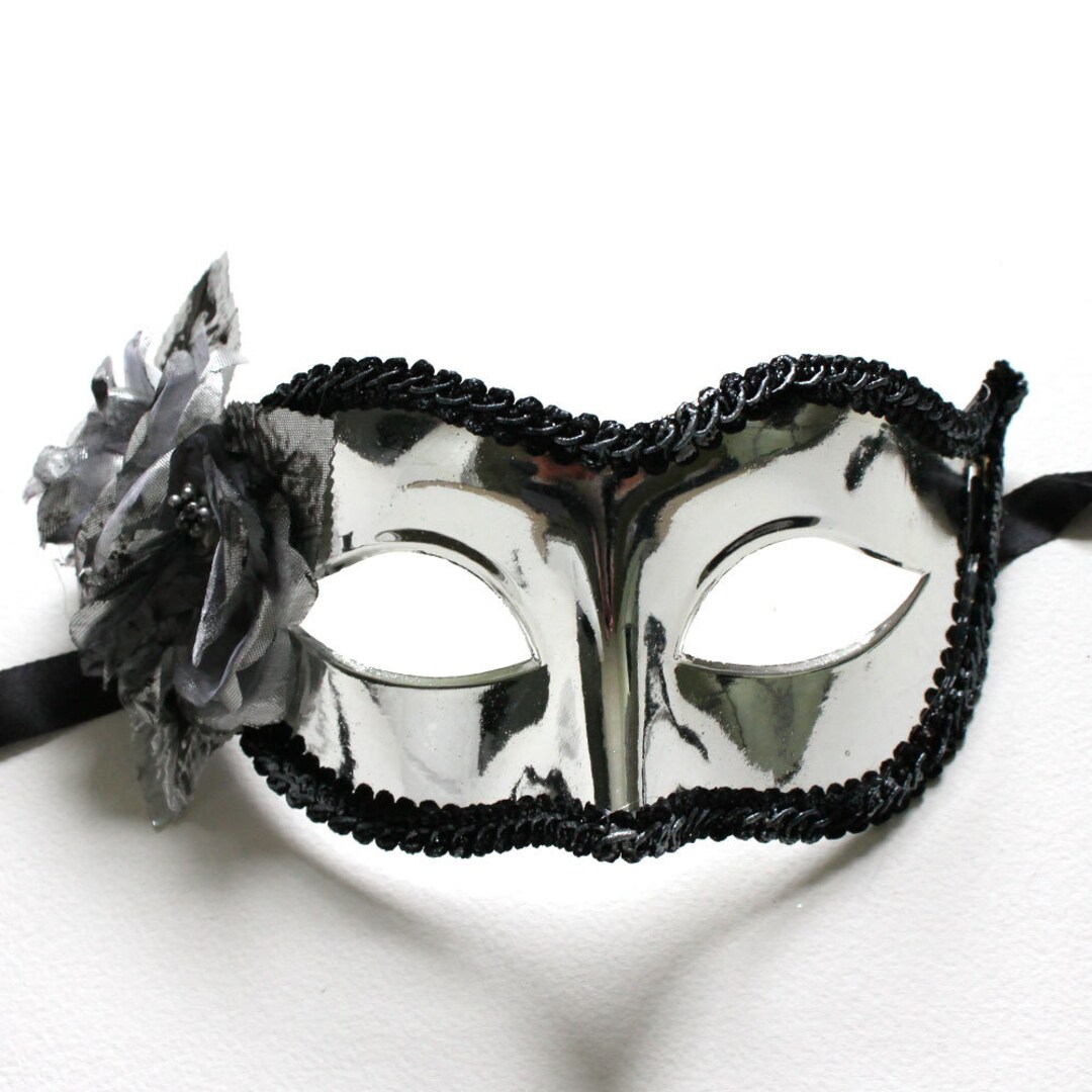 Chrome Masquerade Mask With Rose Flower, Masquerade Mask for Women ...