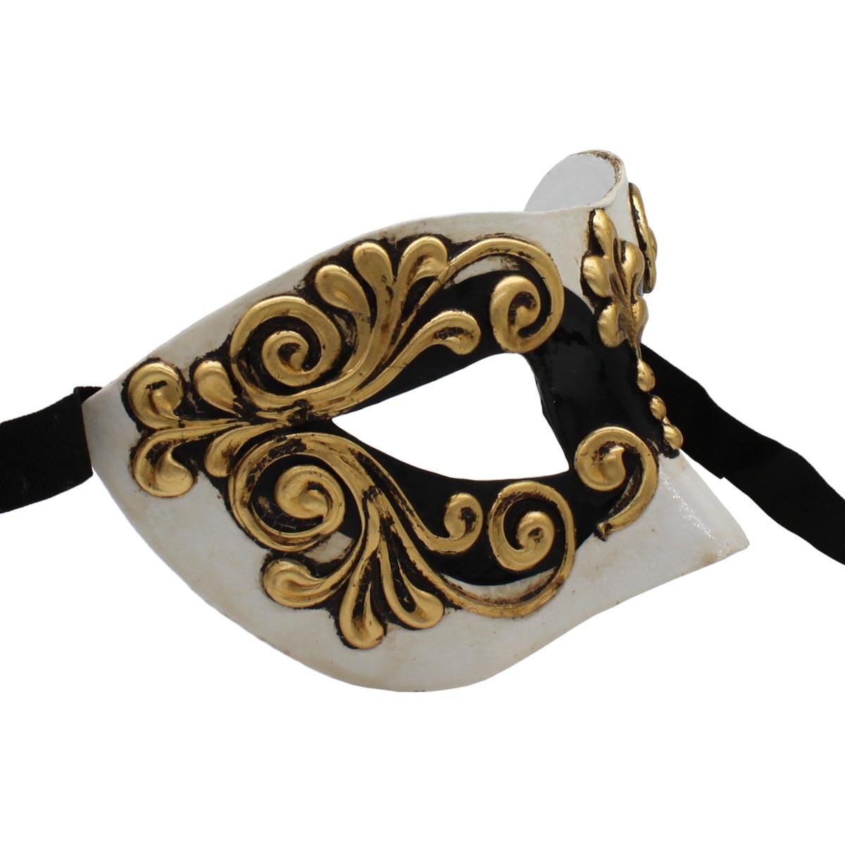 Colombina White, Black & Gold Venetian Masquerade Mask, Costume Ball ...