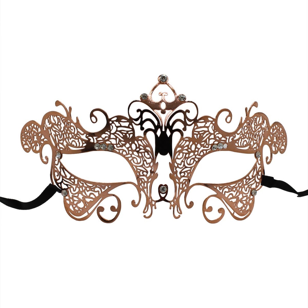 Rose Gold Filigree Masquerade Mask, Costume Ball Mask, Masquerade Metal ...