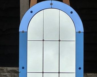 Dark Blue Glass Wall Mirror. Cobalt Blue Art Deco Style Wall Mirror ...