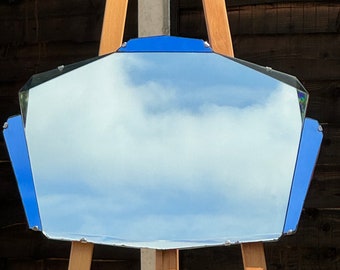 Dark Blue Glass Wall Mirror. Cobalt Blue Art Deco Style Wall Mirror ...