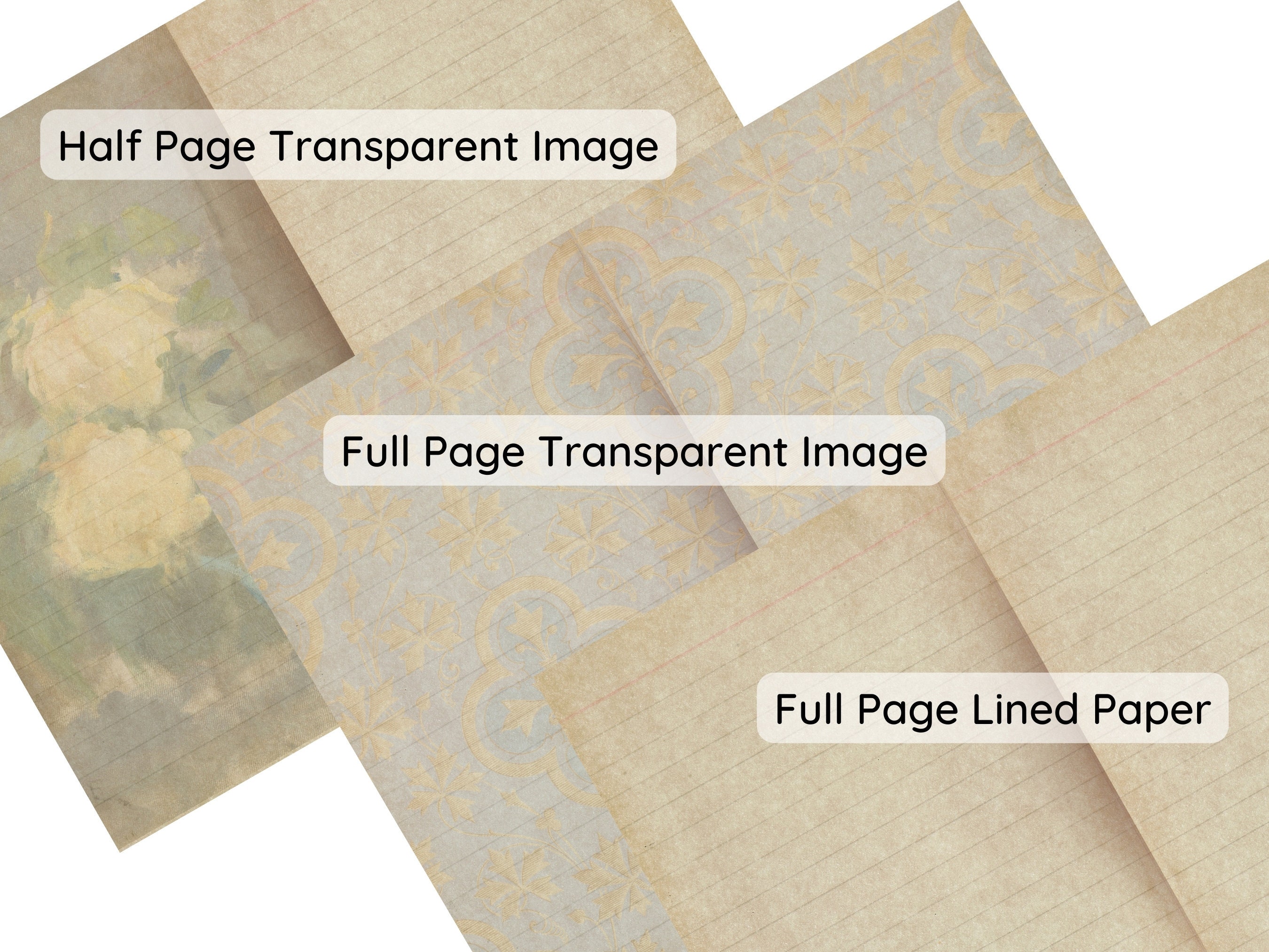 Lined Journaling Pages Junk Journal Printable - Etsy