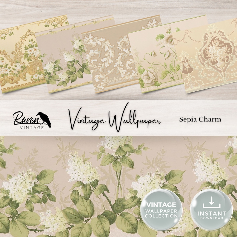 Vintage Wallpaper Printable, Early 1900s, Digital Junk Journal Paper ...