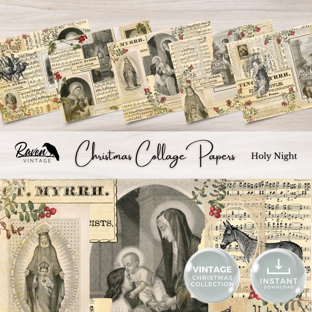 Holy Night - Vintage Christmas Printable Collage Pages for Junk ...