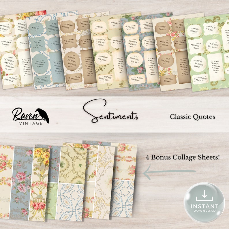 Vintage Literary Quotes Printable – Typewriter Font, Junk Journal ...