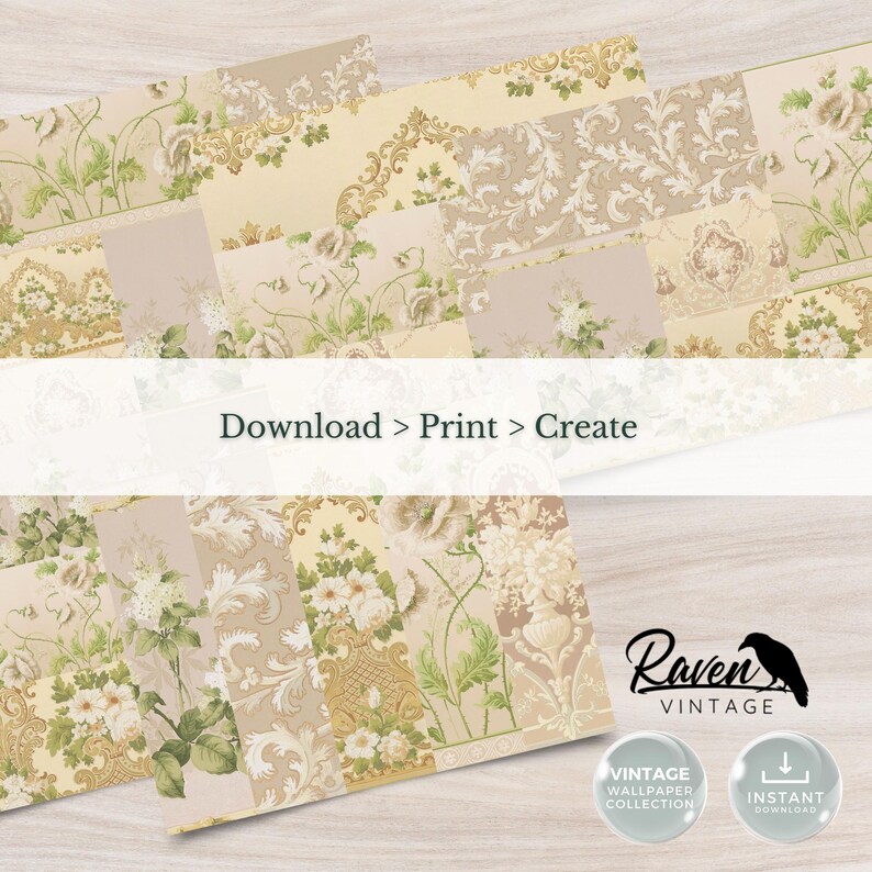 SAMPLER Sepia Charm Vintage Wallpaper Digital Kit for Junk Journal ...