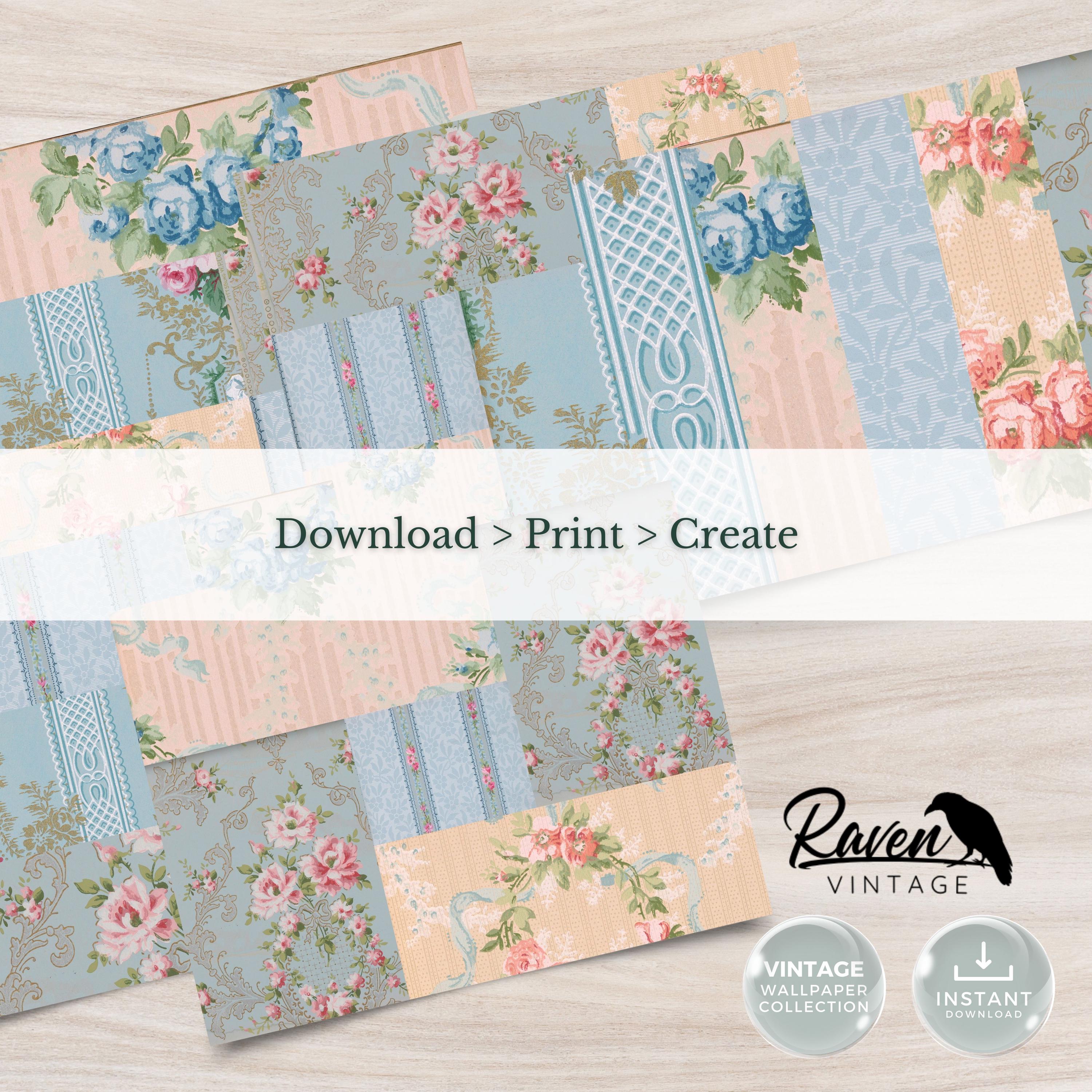 WALLPAPER SAMPLER Bespoke Blooms, Sample Set, Collage, Junk Journal ...