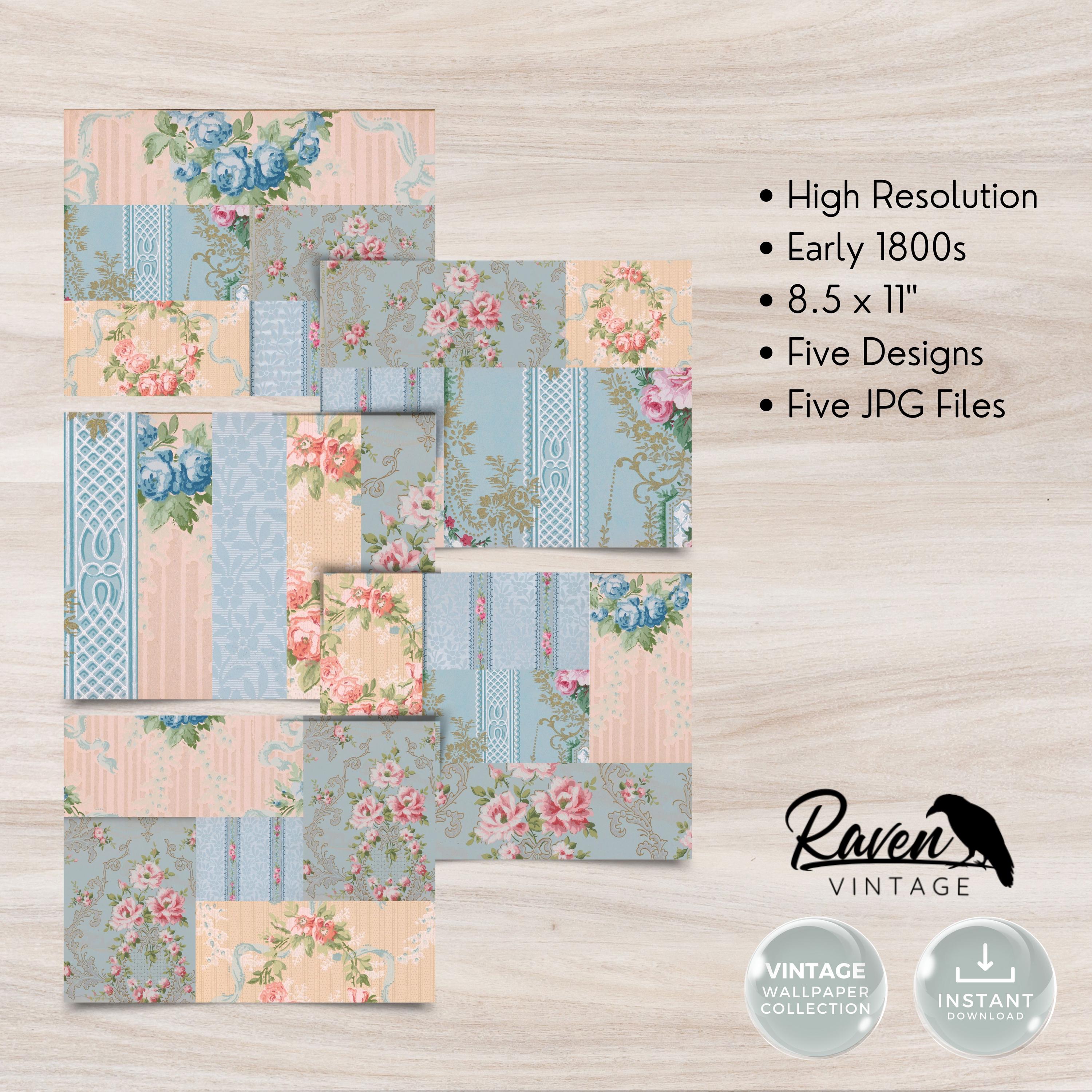 WALLPAPER SAMPLER Bespoke Blooms, Sample Set, Collage, Junk Journal ...