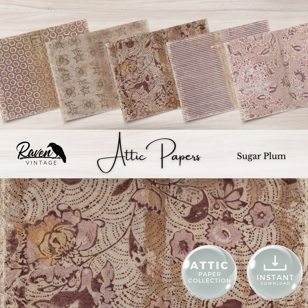 Attic Papers - SUGAR PLUM - Early 1800s, Printable Junk Journal Paper ...