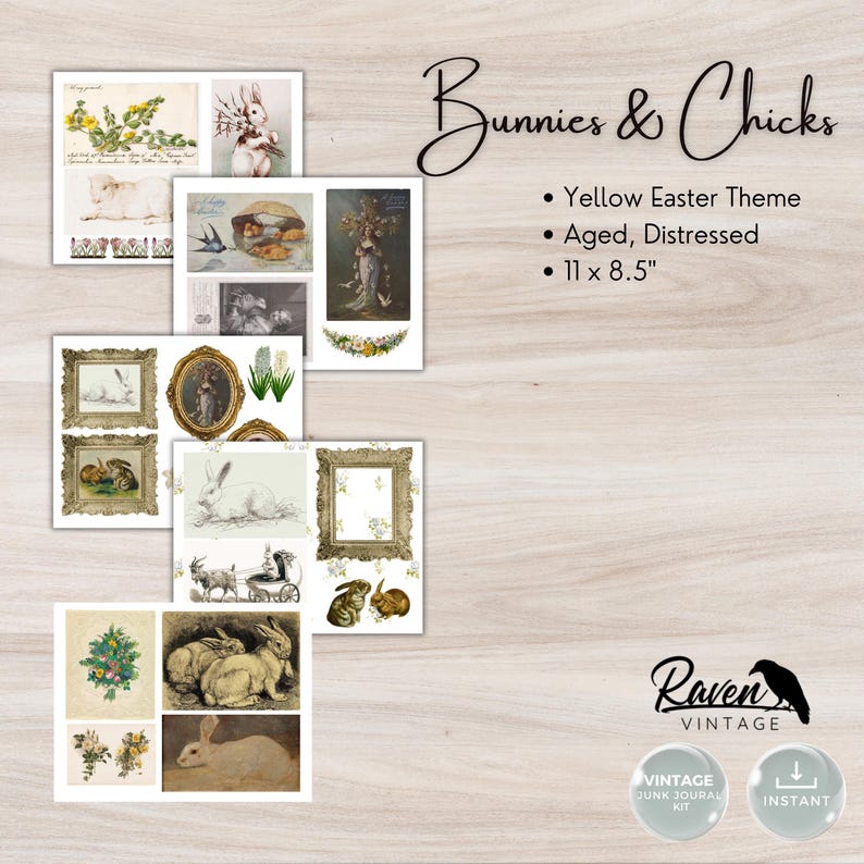 Pascua vintage: kit de diario de recortes con papeles y objetos vintage ...