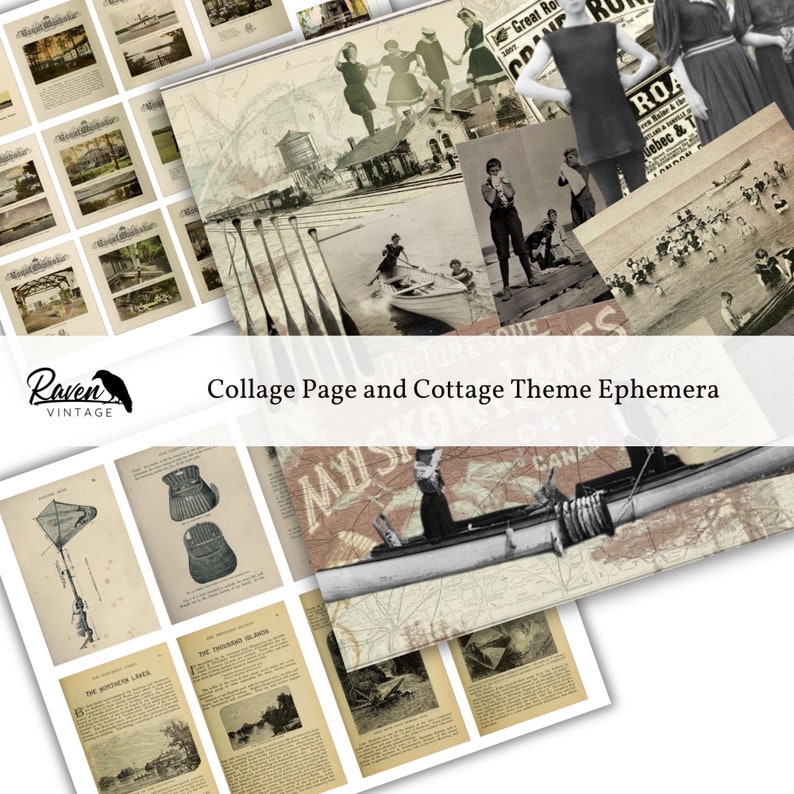 Cottage Country Printable Vintage Ephemera Bundle for Junk Journals ...