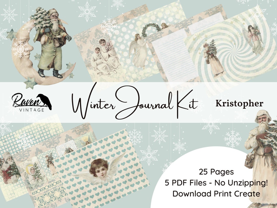Kristopher Soft Blue/green Holiday Kit Junk Journal Printable - Etsy