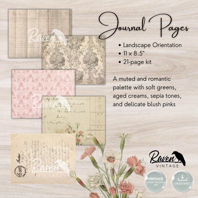 Sweet Sage - Junk Journal Kit Printable Vintage Papers and Ephemera ...