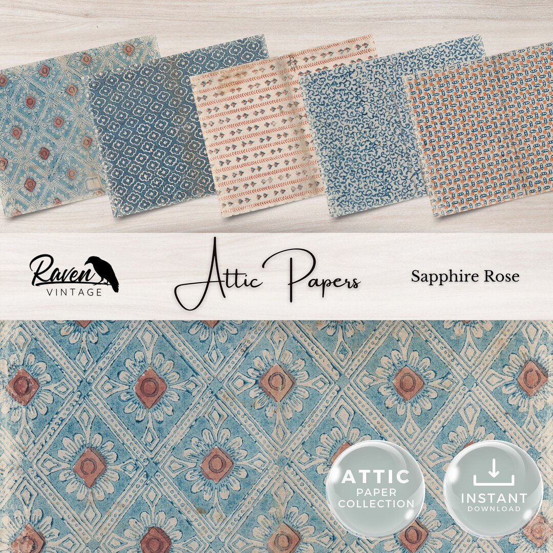 Attic Papers - SAPPHIRE ROSE - Early 1800s, Printable Junk Journal ...
